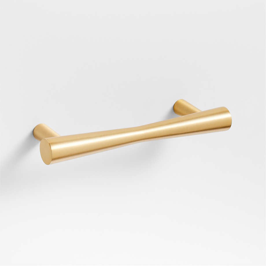 Tapered 4" Brushed Brass Cabinet Drawer Bar Pull | Crate & Barrel Canada