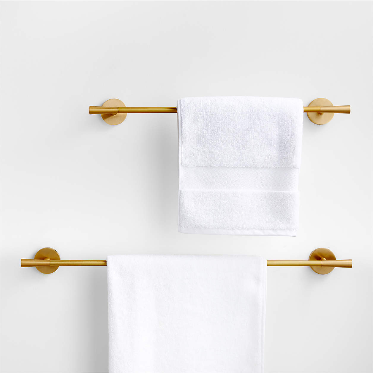 Tapered Brushed Brass Bathroom Towel Hook + Reviews | Crate & Barrel