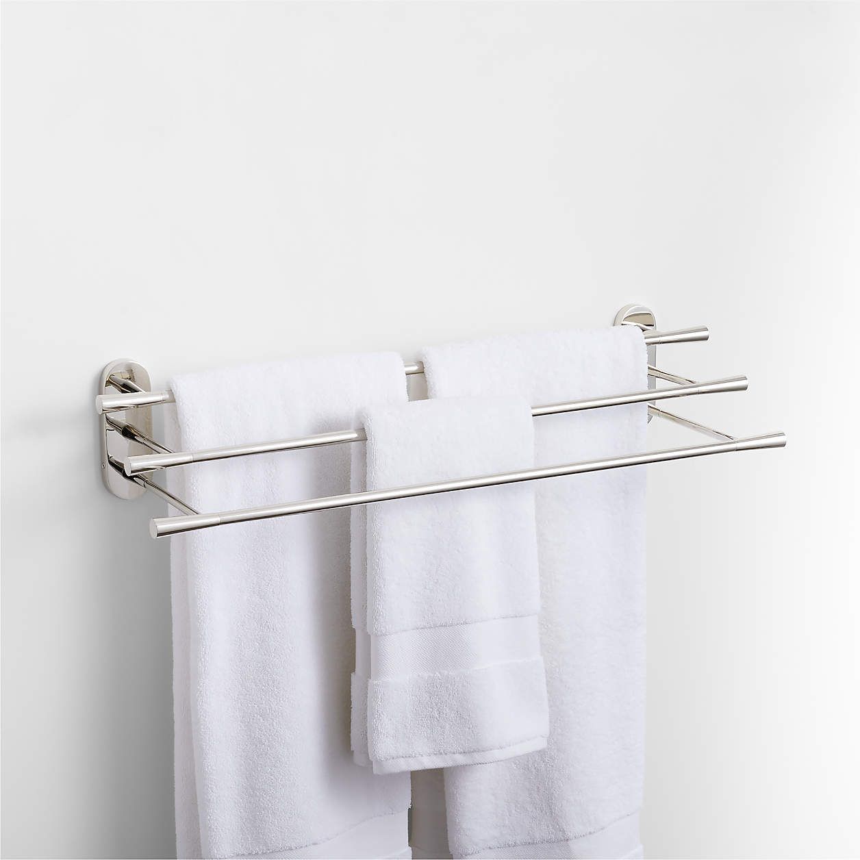 Tapered Polished Chrome Wall-Mounted Bathroom Towel Rack | Crate & Barrel