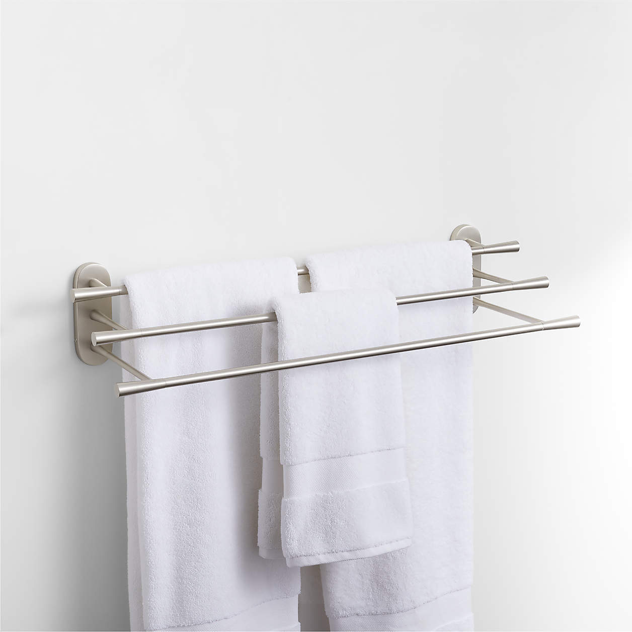 Tapered Brushed Nickel Wall-Mounted Bathroom Towel Rack | Crate ...
