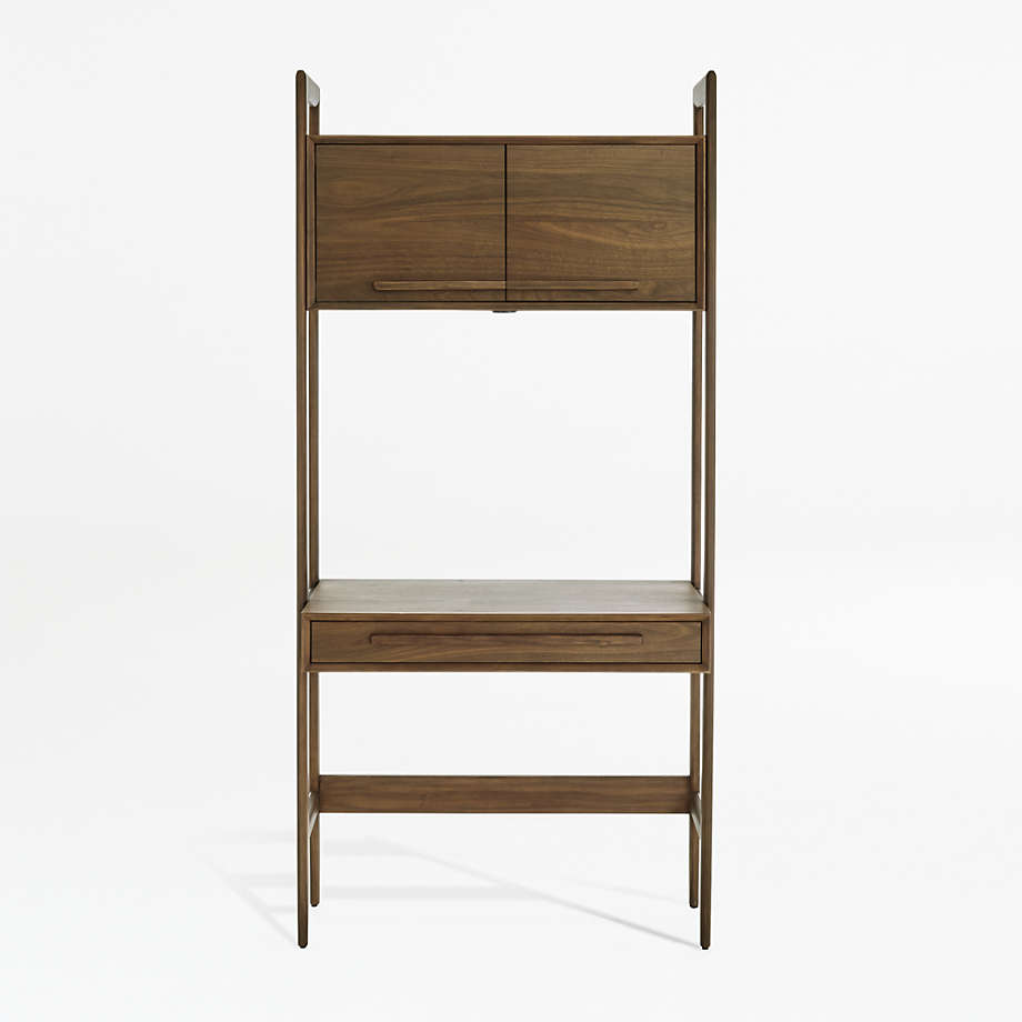 Tate Walnut Bookcase Desk with Outlet + Reviews | Crate & Barrel