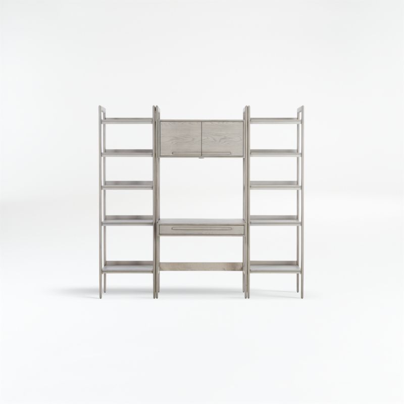 Tate Stone Bookcase Desk with Outlet and 2 Bookcases | Crate & Barrel