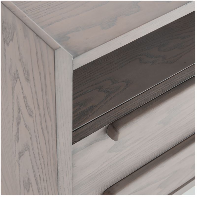 Tate Stone Grey Wood 2-Drawer Mid-Century Charging Nightstand + Reviews ...