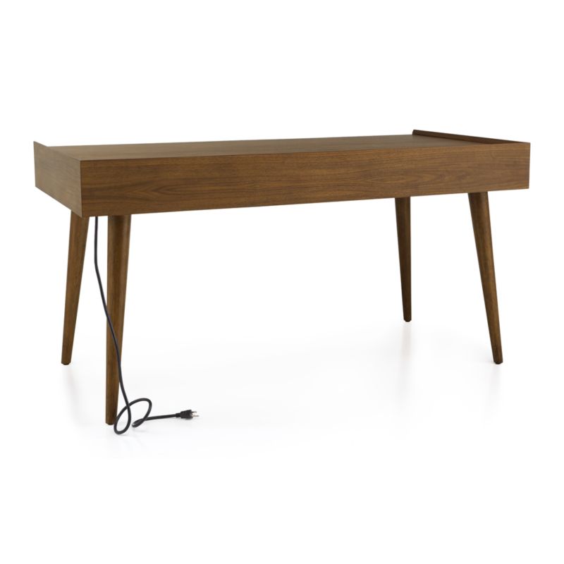 Tate 60" Walnut Desk with Outlet + Reviews | Crate & Barrel Canada