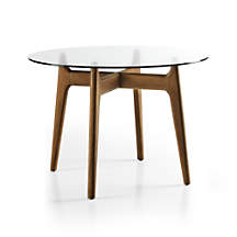 Tate 38" Round Dining Table with Glass Top and Walnut Base | Crate ...
