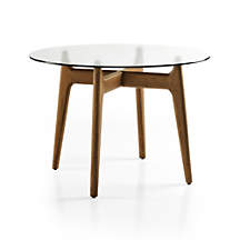 Tate 42" Round Dining Table with Glass Top and Walnut Base | Crate ...