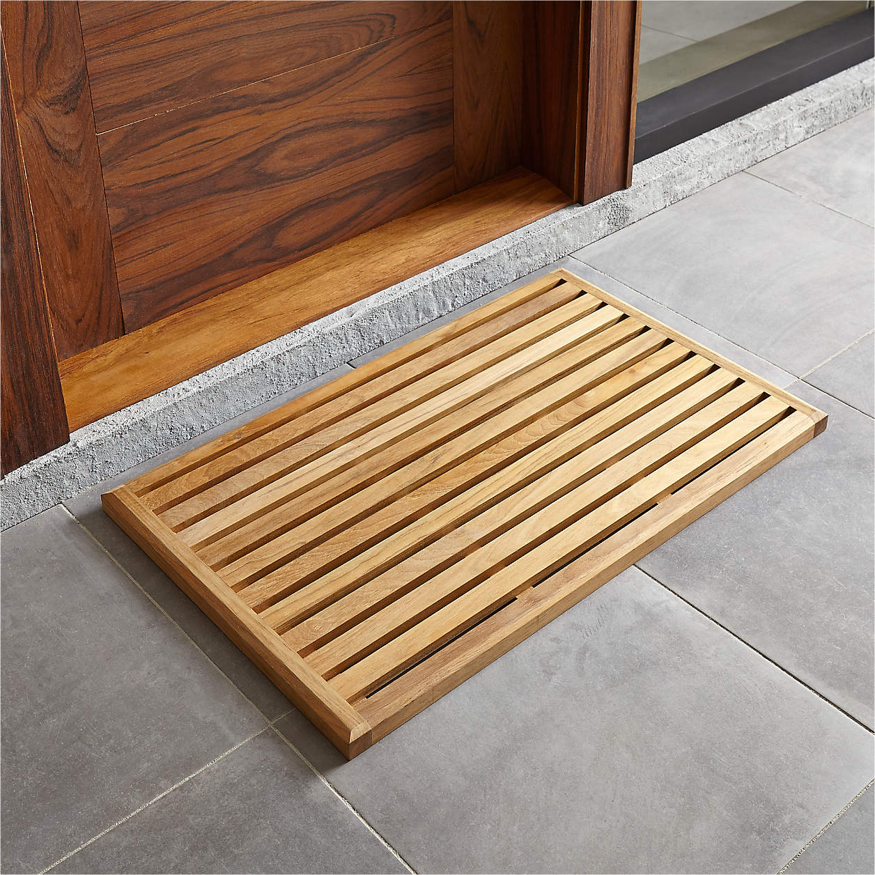 Teak Indoor/Outdoor Doormat 20"x32" + Reviews | Crate & Barrel