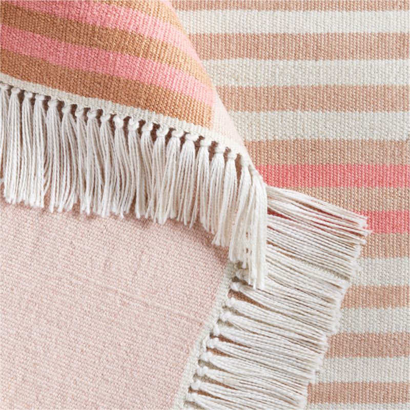 Teo Pink Stripe Colorblock Kids Rug | Crate & Kids