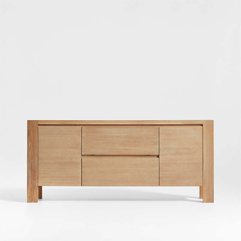 Terra 68" Natural Oak Wood Storage Media Console + Reviews | Crate & Barrel
