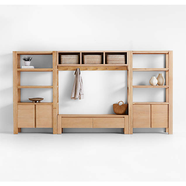 Terra Natural White Oak Wood Storage Bench + Reviews | Crate & Barrel