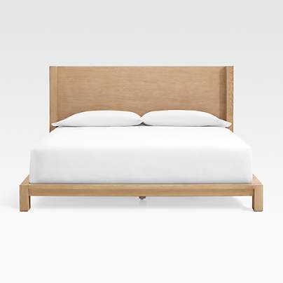 Tisdell Cane and Khaki Oak Wood King Bed | Crate & Barrel