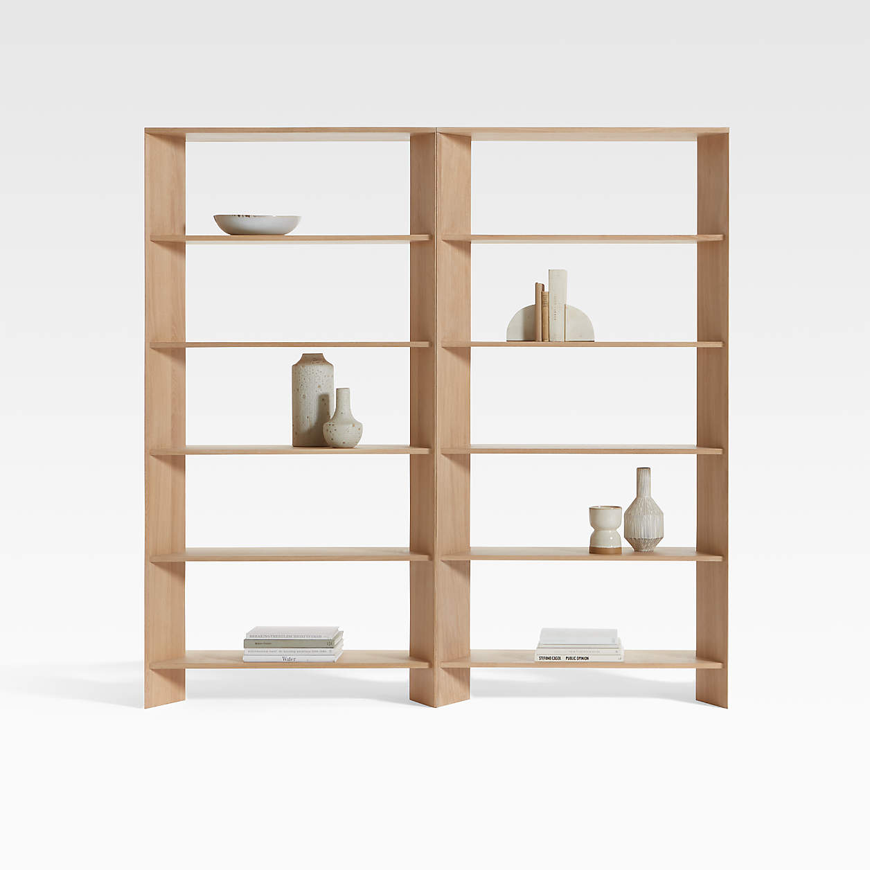 Terrazza Natural Oak 5-Shelf Bookcases, Set of 2 + Reviews | Crate & Barrel
