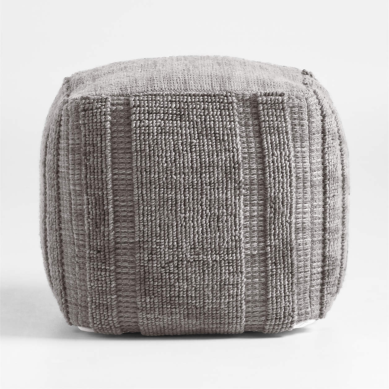 Fog Grey Textured Plaid 18"x18" Pouf + Reviews | Crate & Barrel Canada