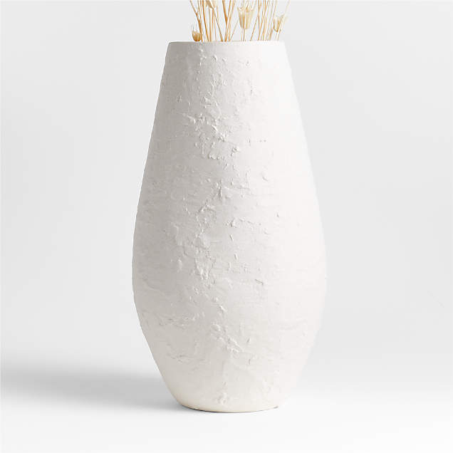 Slope White Ceramic Vase 17" + Reviews | Crate & Barrel