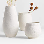 White Textured Ceramic Vase 9" + Reviews | Crate & Barrel