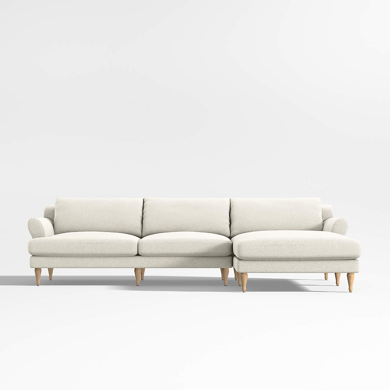 Timson 2-Piece Roll Right Arm Chaise Sectional Sofa with Wood Legs ...