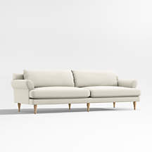 Timson White English Roll Arm Sofa with Wood Legs 96" | Crate & Barrel