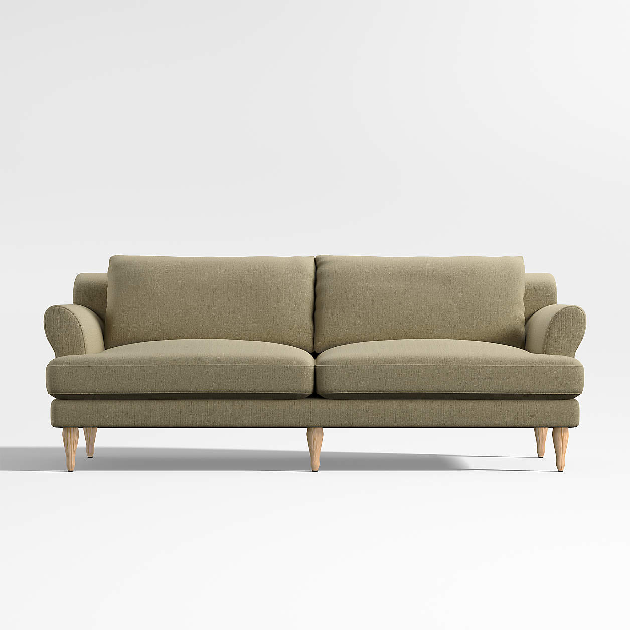 Timson Olive Green Roll Arm Aparment Sofa with Wood Legs | Crate & Barrel