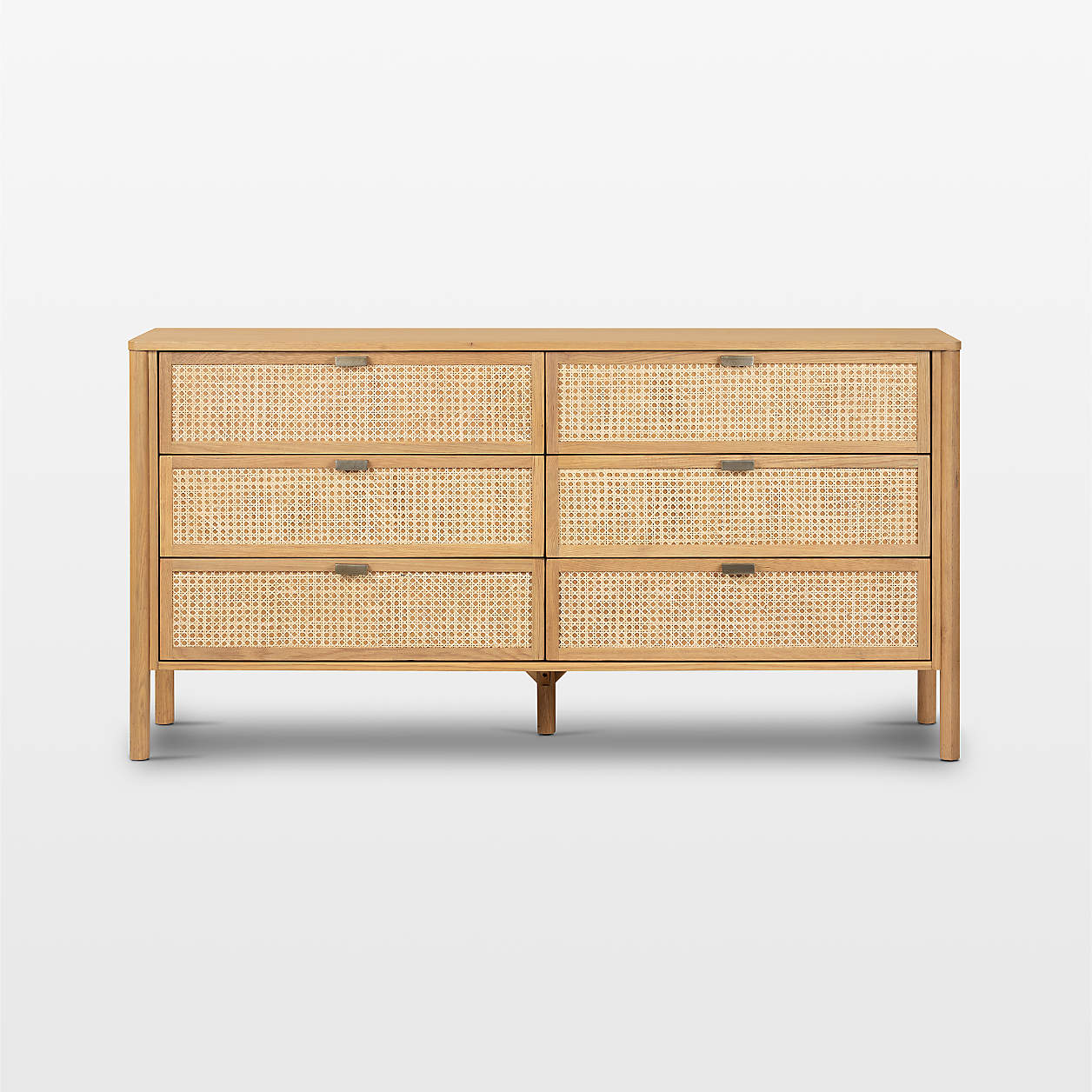 Tisdell Cane and Khaki Oak Wood 6-Drawer Dresser + Reviews | Crate & Barrel
