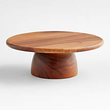 Tondo Acacia Wood Cake Stand | Crate & Barrel Canada