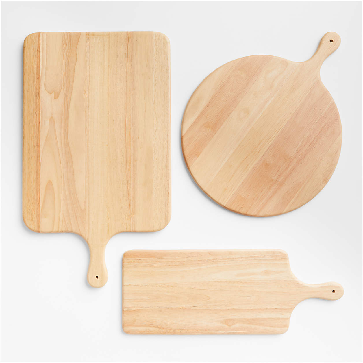 Tondo Natural Wood Serving Boards with Handles | Crate & Barrel