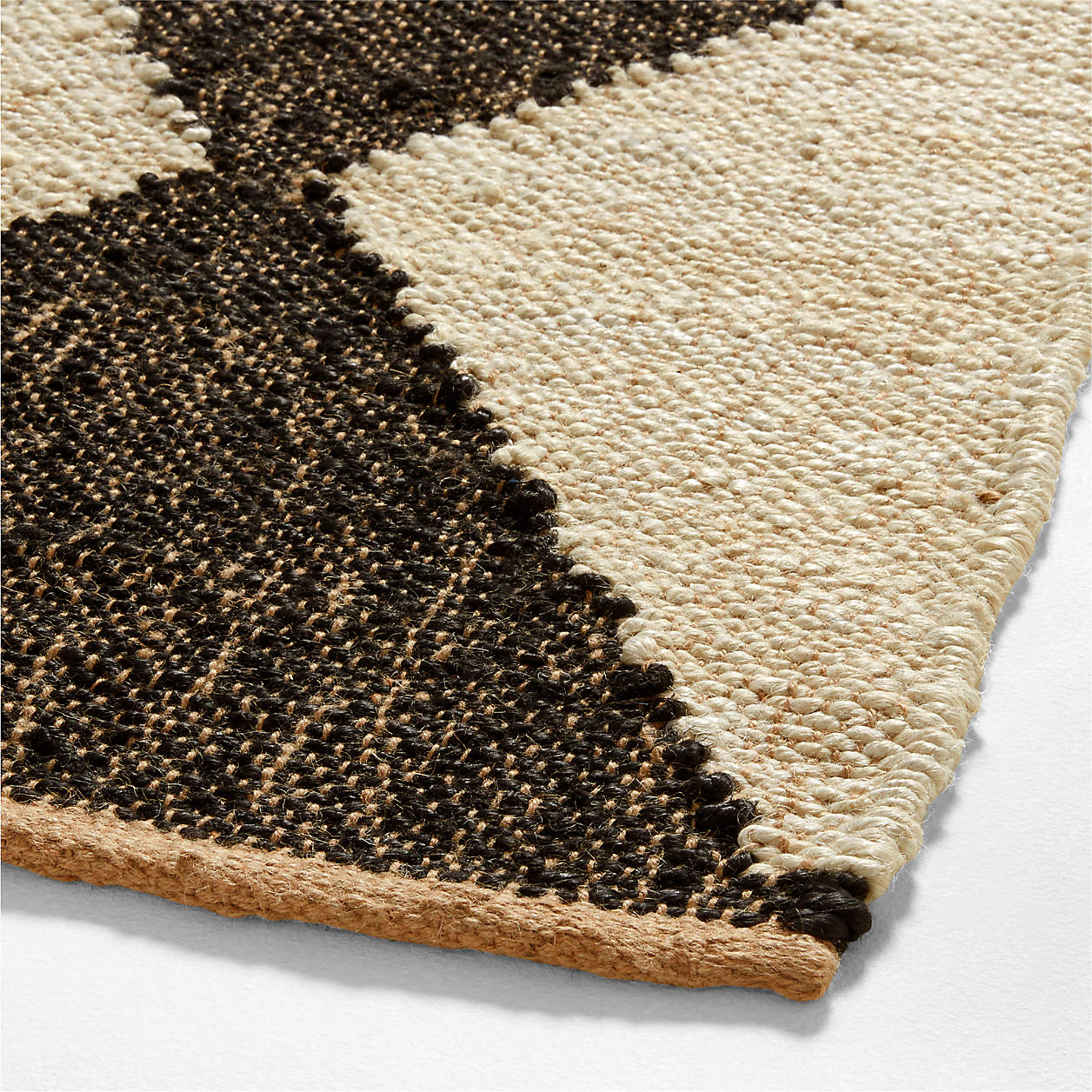 Toulon Jute Harlequin Black Rug Swatch 12"x18" | Crate & Barrel