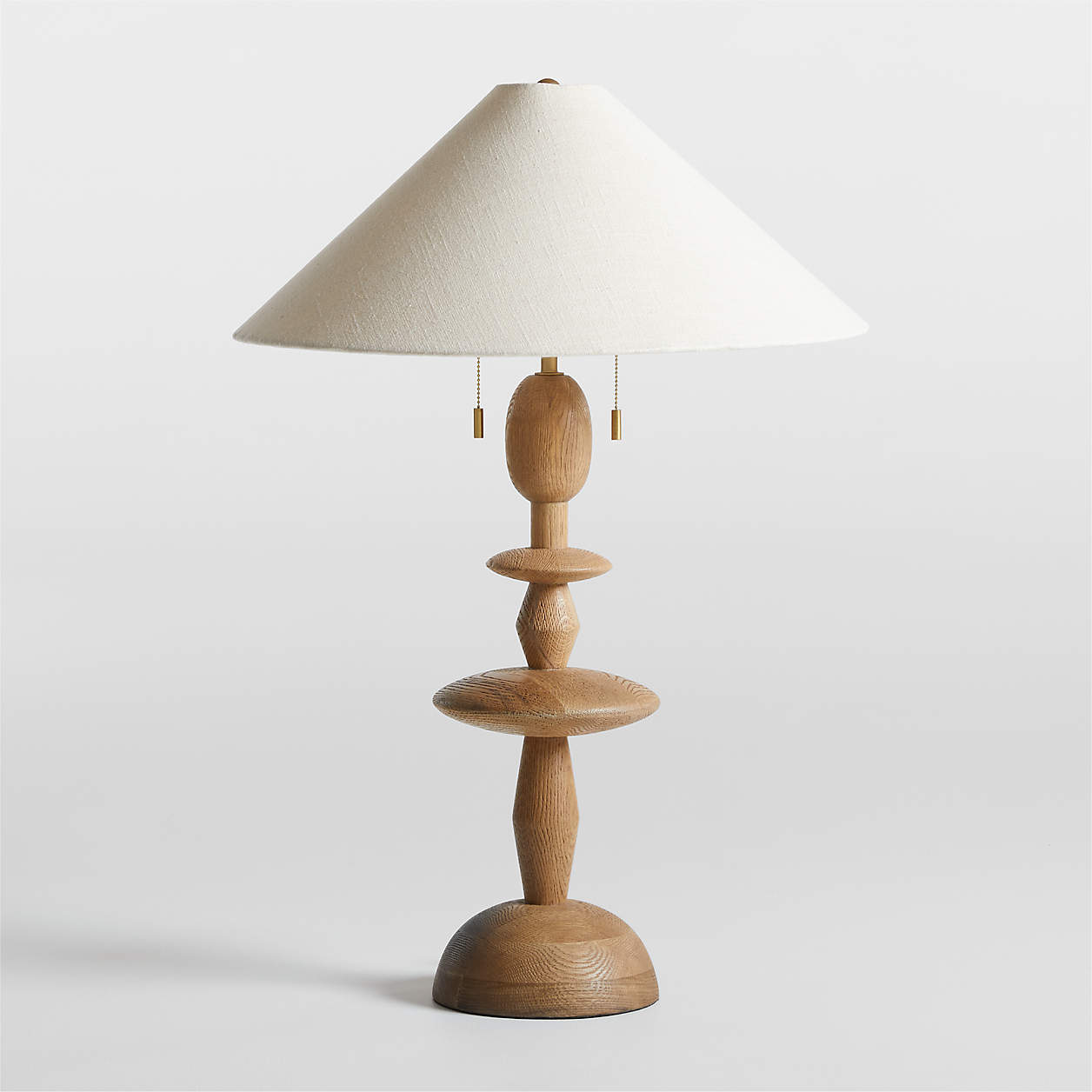Tournage Oak Wood Table Lamp with Ivory Shade by Athena Calderone ...