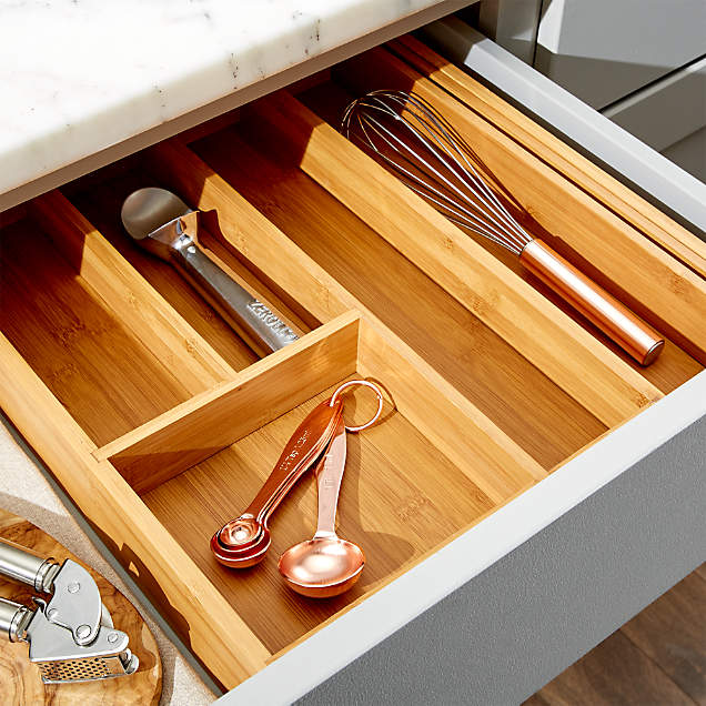 Expandable Bamboo Flatware Tray | Crate & Barrel
