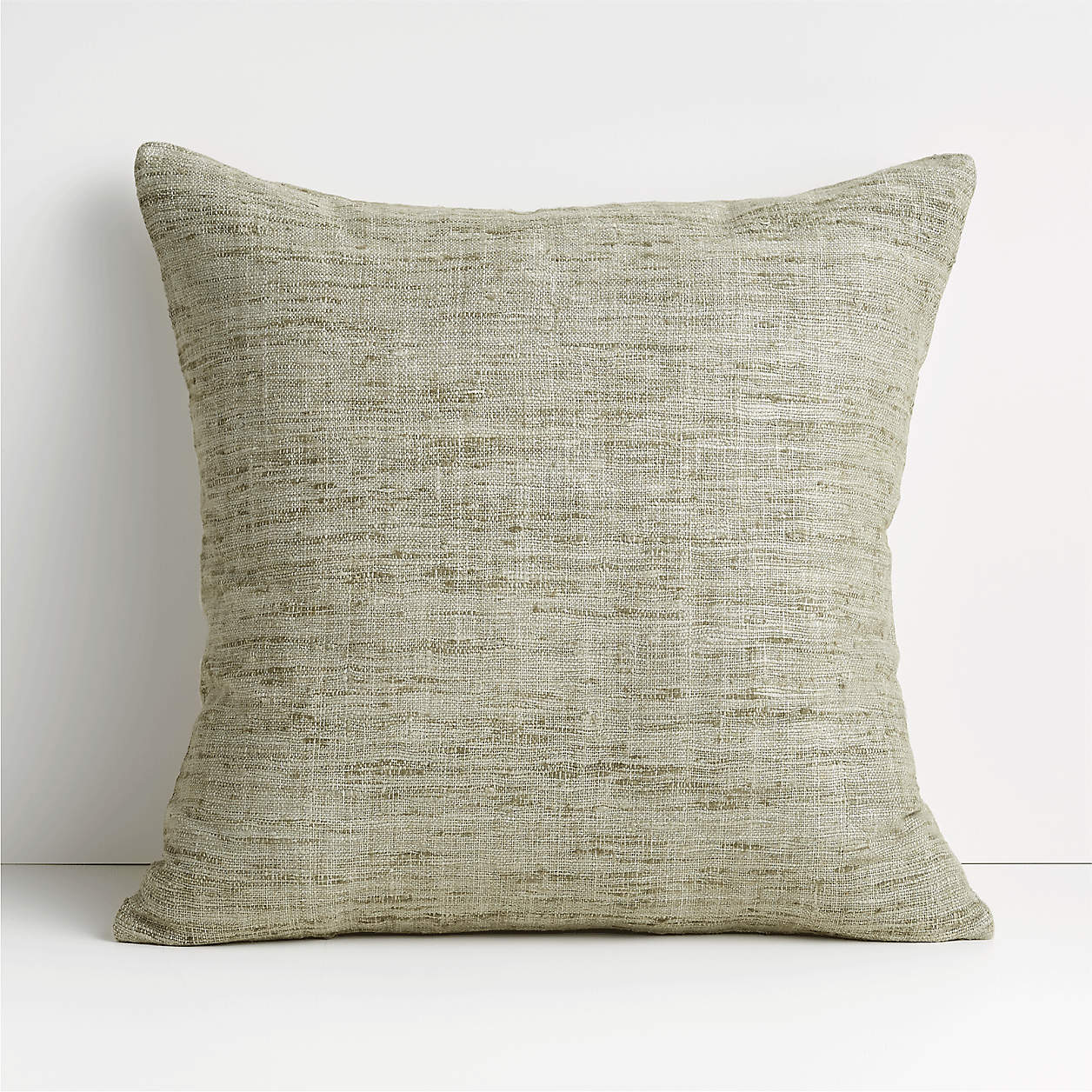 Light Grey 20" Cotton Sari Silk Pillow with Feather-Down Insert ...
