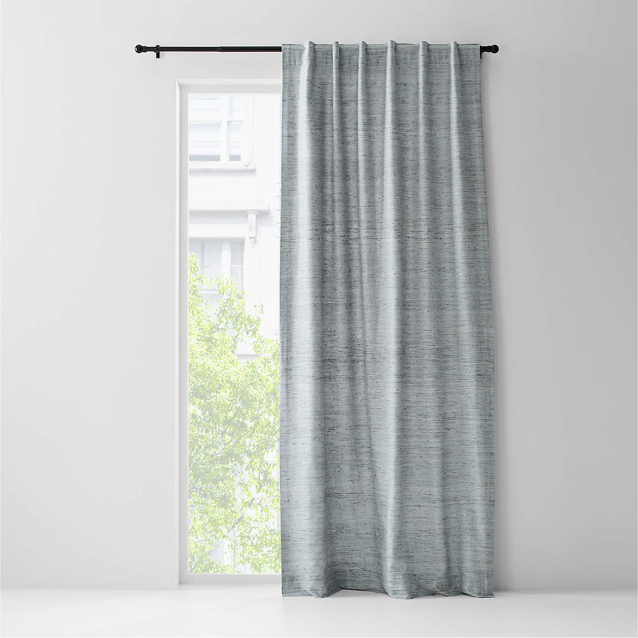 Trevino Mist Blue Cotton Silk Blend Window Curtain Panel 52"x120 ...