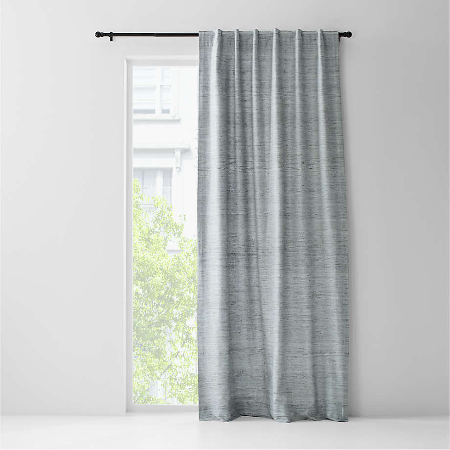 Trevino Mist Blue Cotton Silk Blend Window Curtain Panel 52"x120 ...