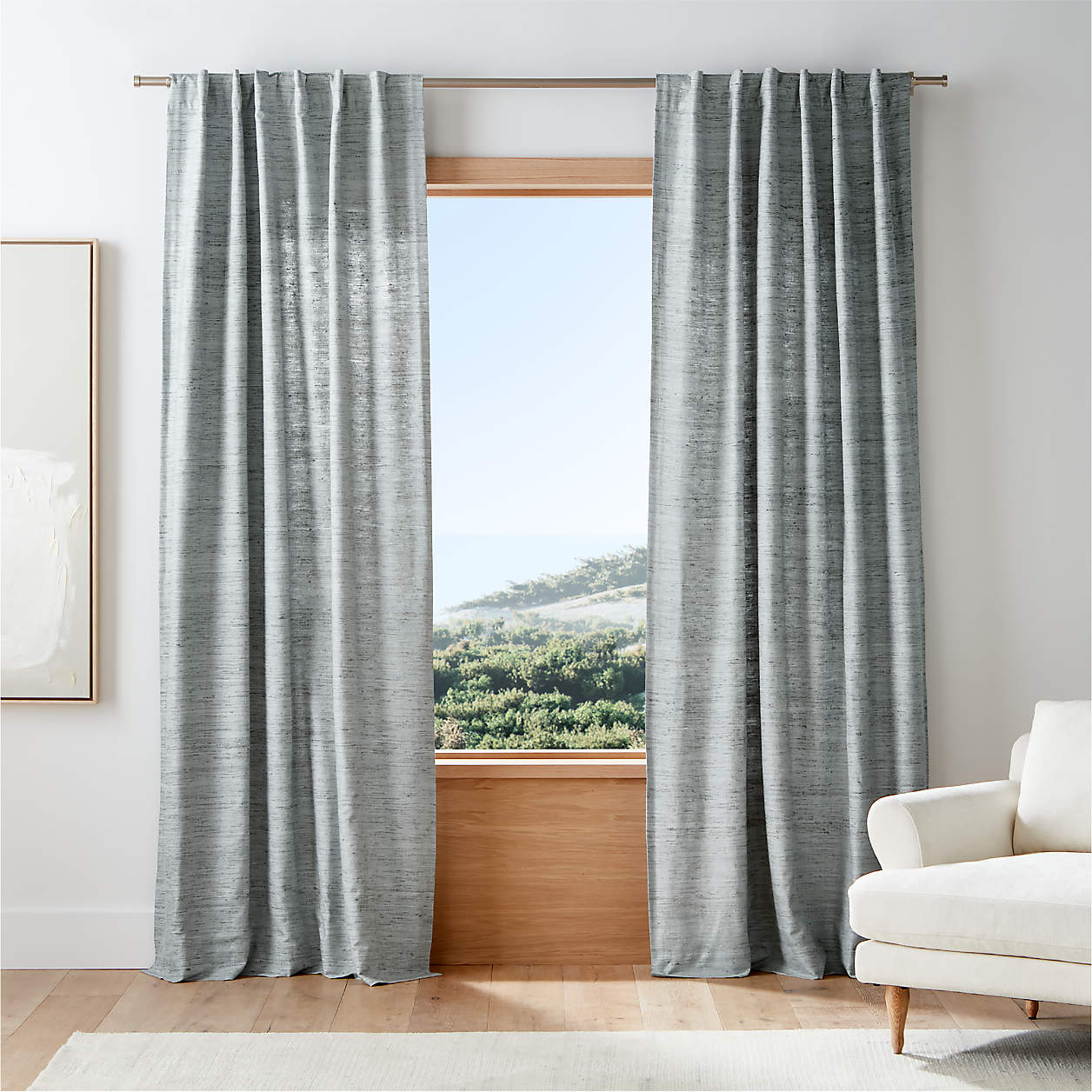 Trevino Mist Blue Cotton Silk Blend Window Curtain Panel 52"x84 ...