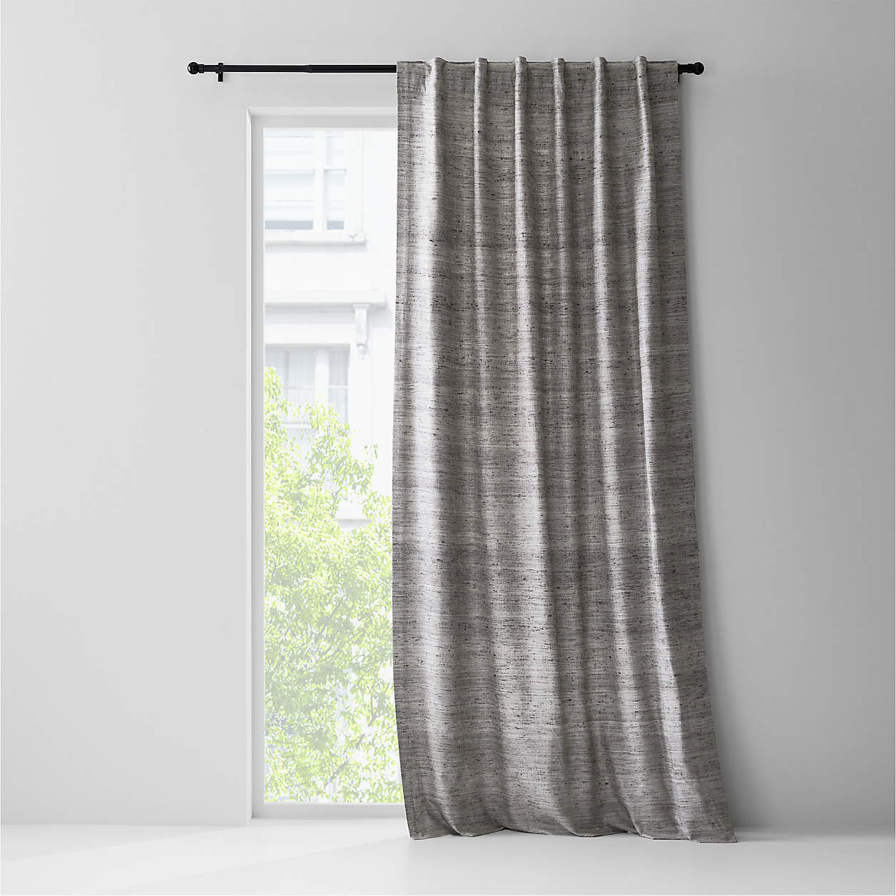 Trevino Pebble Grey Cotton Silk Blend Window Curtain Panel 52"x84 ...