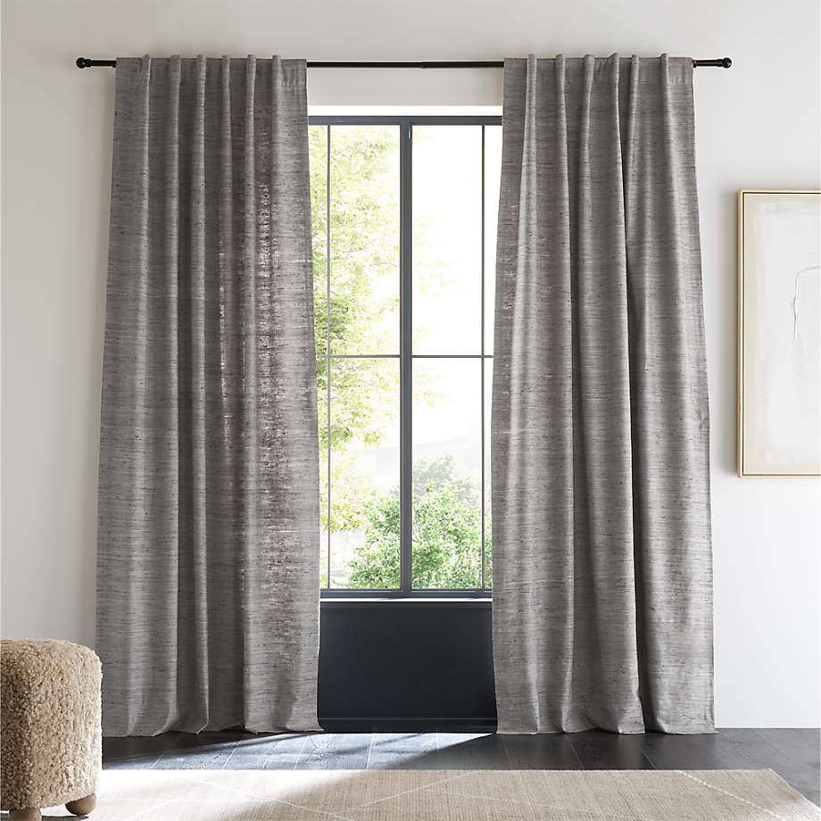 Trevino Pebble Grey Cotton Silk Blend Window Curtain Panel 52"x84 ...