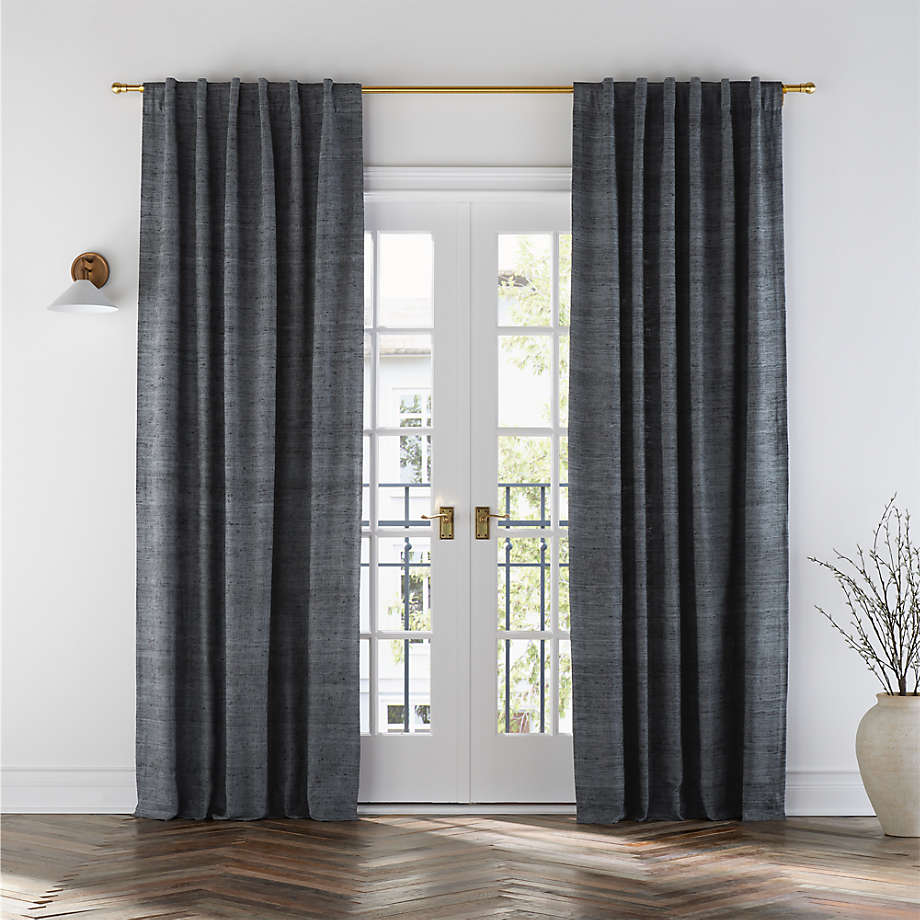Trevino Storm Grey Cotton Silk Blend Window Curtain Panel 52"x96 ...