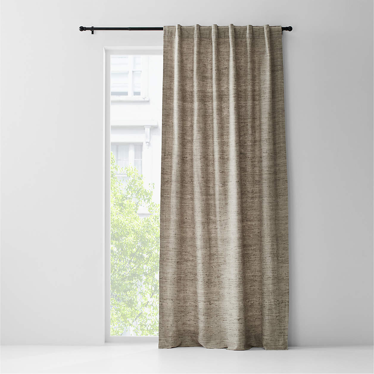 Trevino Warm Beige Cotton Silk Blend Window Curtain Panel 52"x108 ...