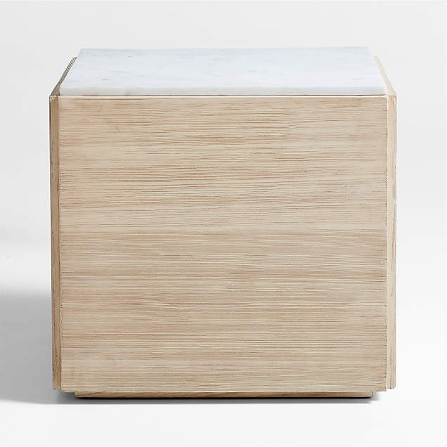 Onda Whitewashed Oak Wood Side Table + Reviews | Crate & Barrel Canada