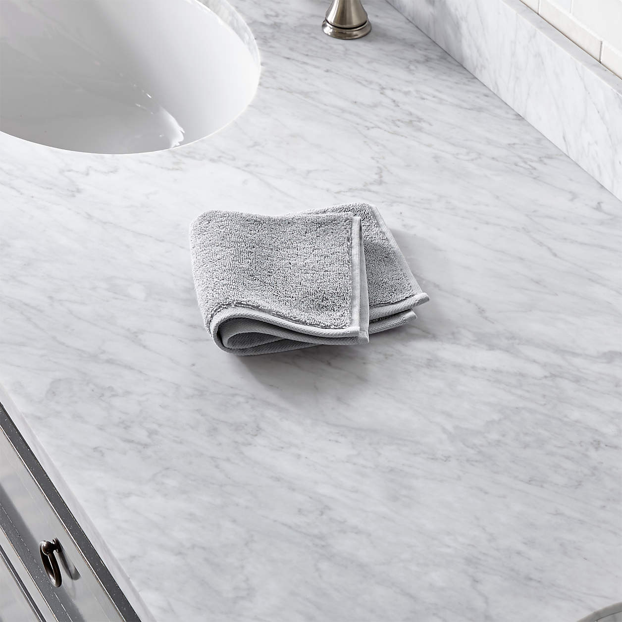 Organic Turkish Cotton Grey Washcloth + Reviews | Crate & Barrel