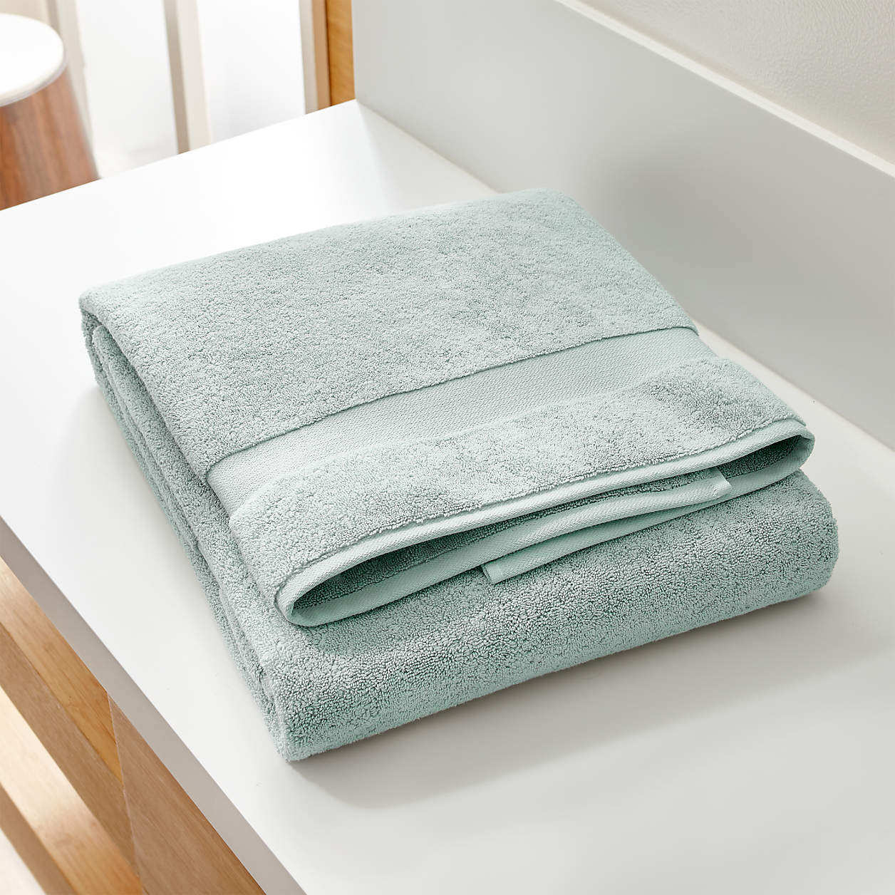 Organic Turkish Cotton Spa Blue Bath Sheet + Reviews | Crate & Barrel