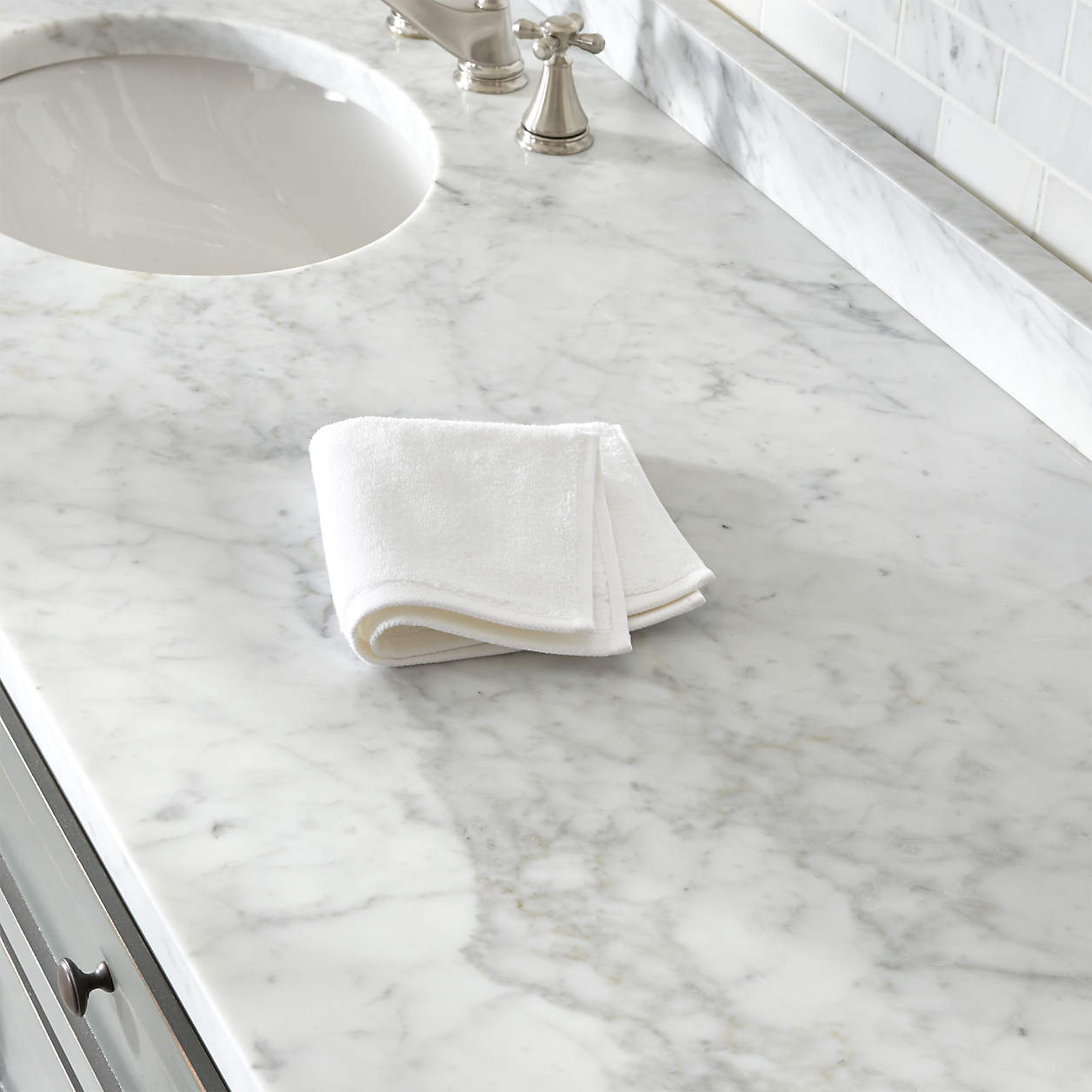 Organic Turkish Cotton White Washcloth + Reviews | Crate & Barrel