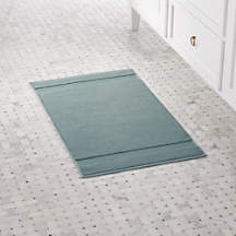 Organic Cotton Turkish Bath Mat Ocean Blue | Crate & Barrel
