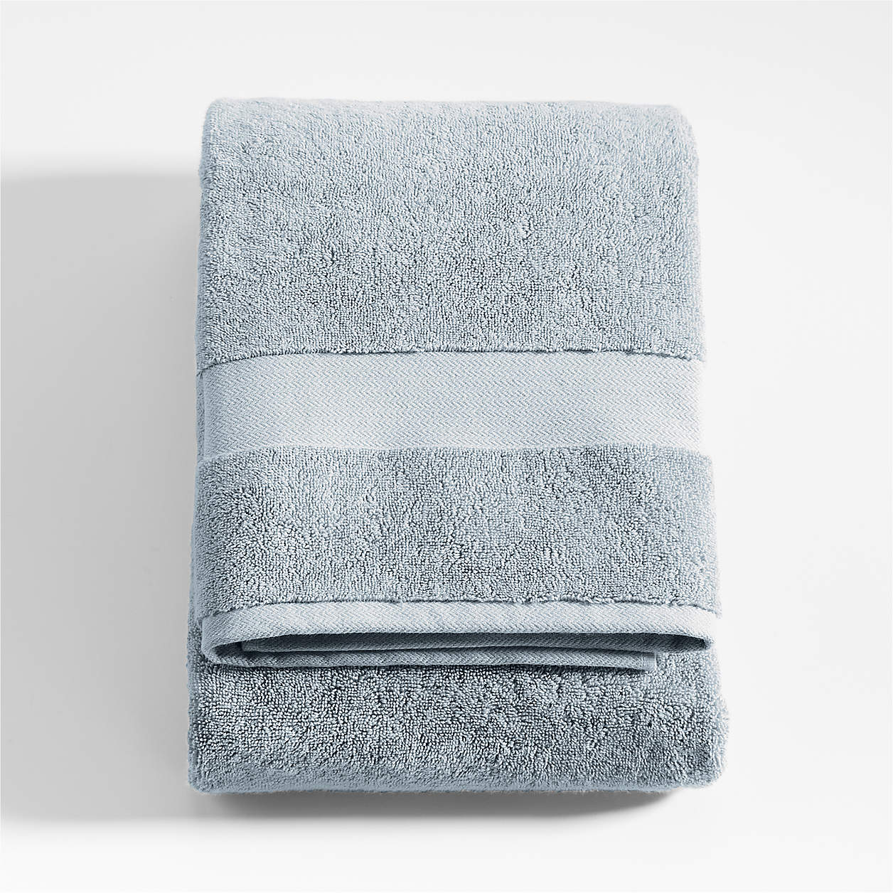 Turkish Organic Cotton Mist Blue Bath Mat + Reviews | Crate & Barrel