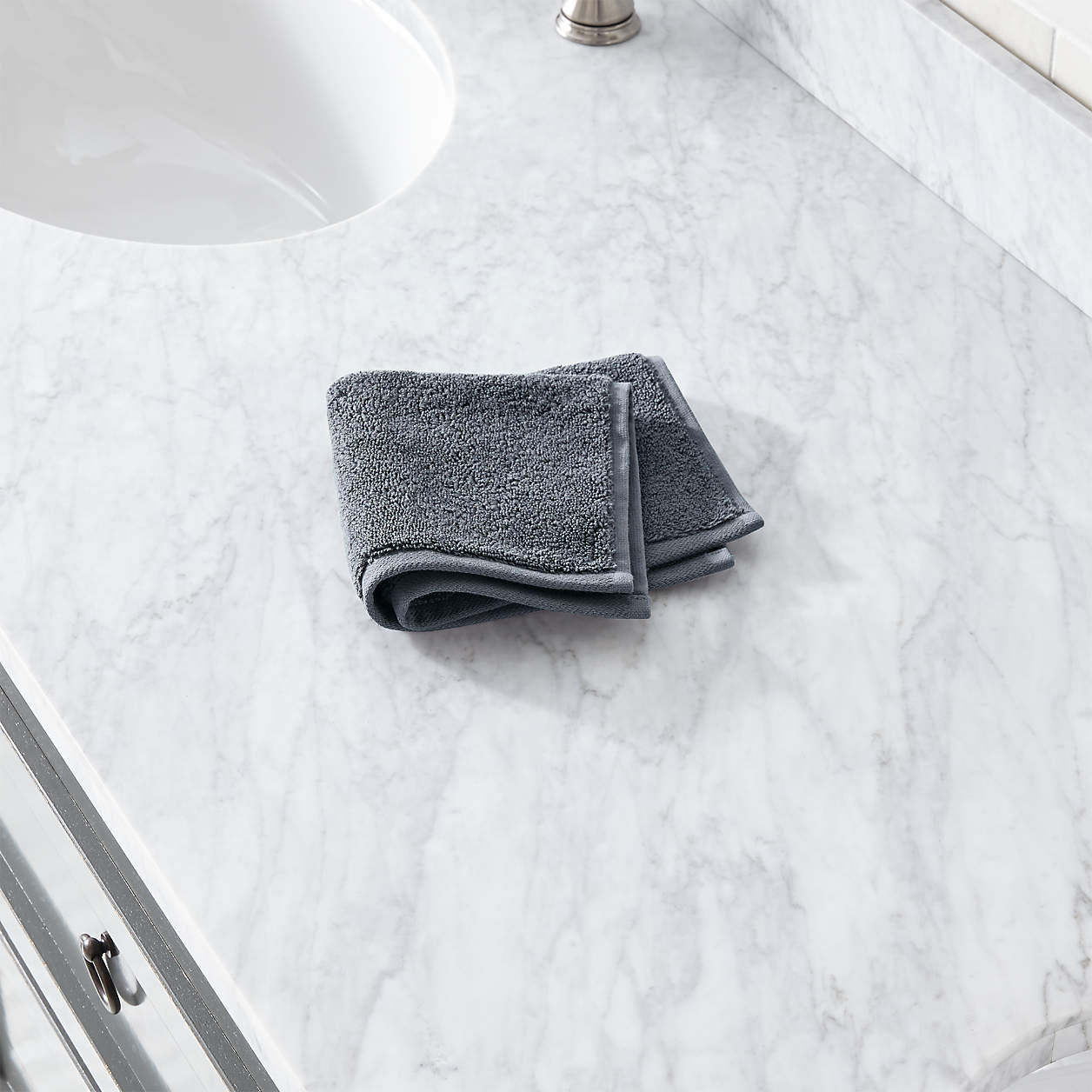 Organic Turkish Cotton Slate Washcloth + Reviews | Crate & Barrel