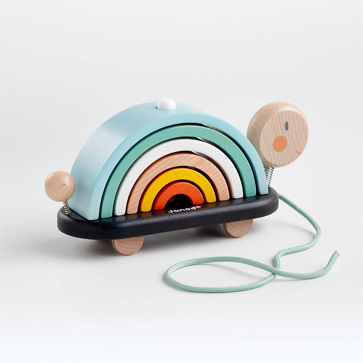 Janod Rainbow Turtle Baby Wooden Pull Toy + Reviews | Crate & Kids