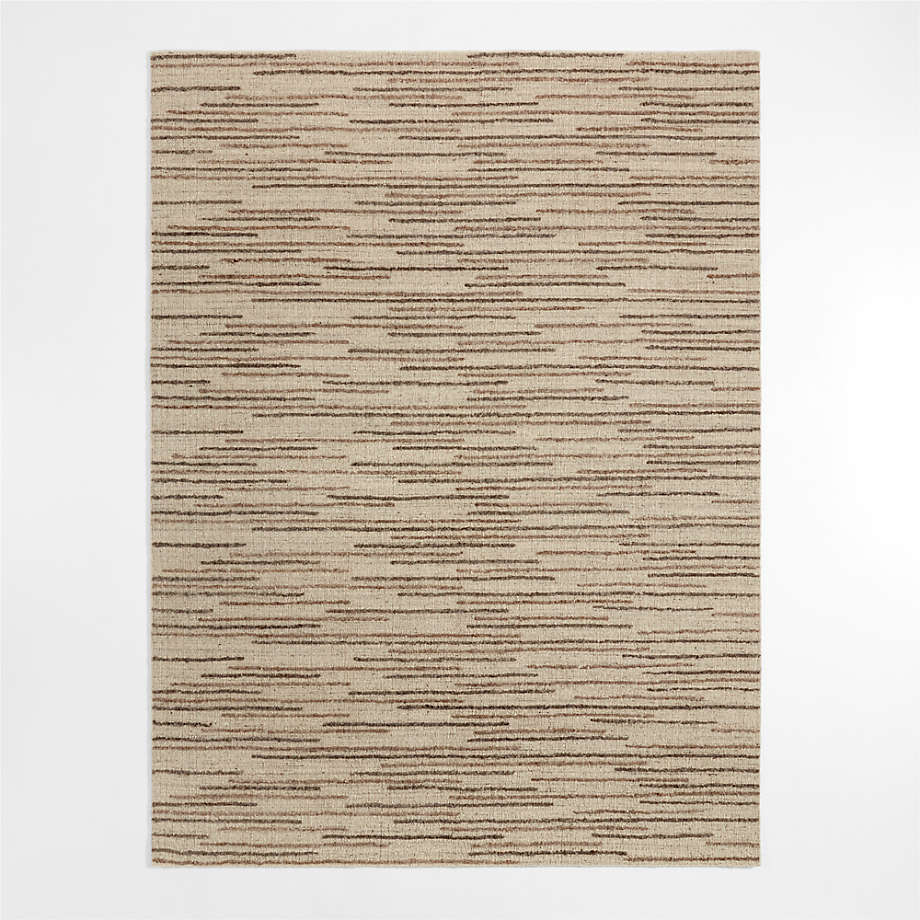 Udaipur Textured Wool Handwoven Brown Grey Area Rug 9'x12' | Crate & Barrel