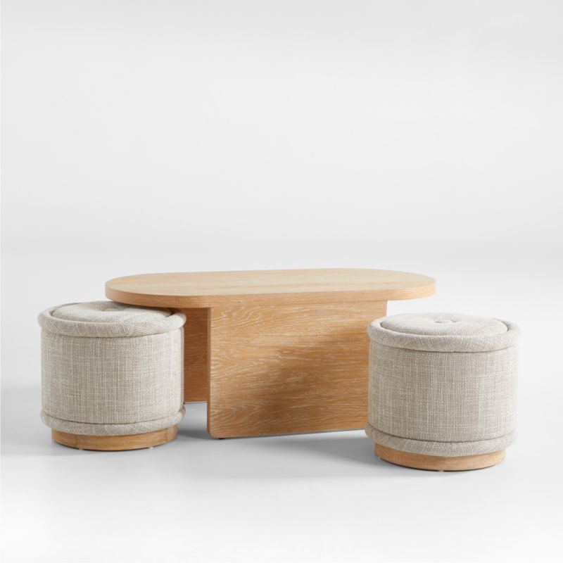 Union Oval Nesting Coffee Table with Stools | Crate & Barrel