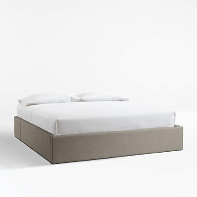 Boucle Dark Grey Upholstered Queen Storage Bed Base | Crate & Barrel