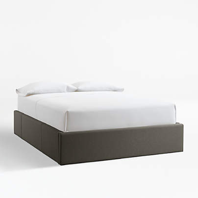 Meraux 56" Linen Ivory Upholstered King Headboard with Batten White Oak ...