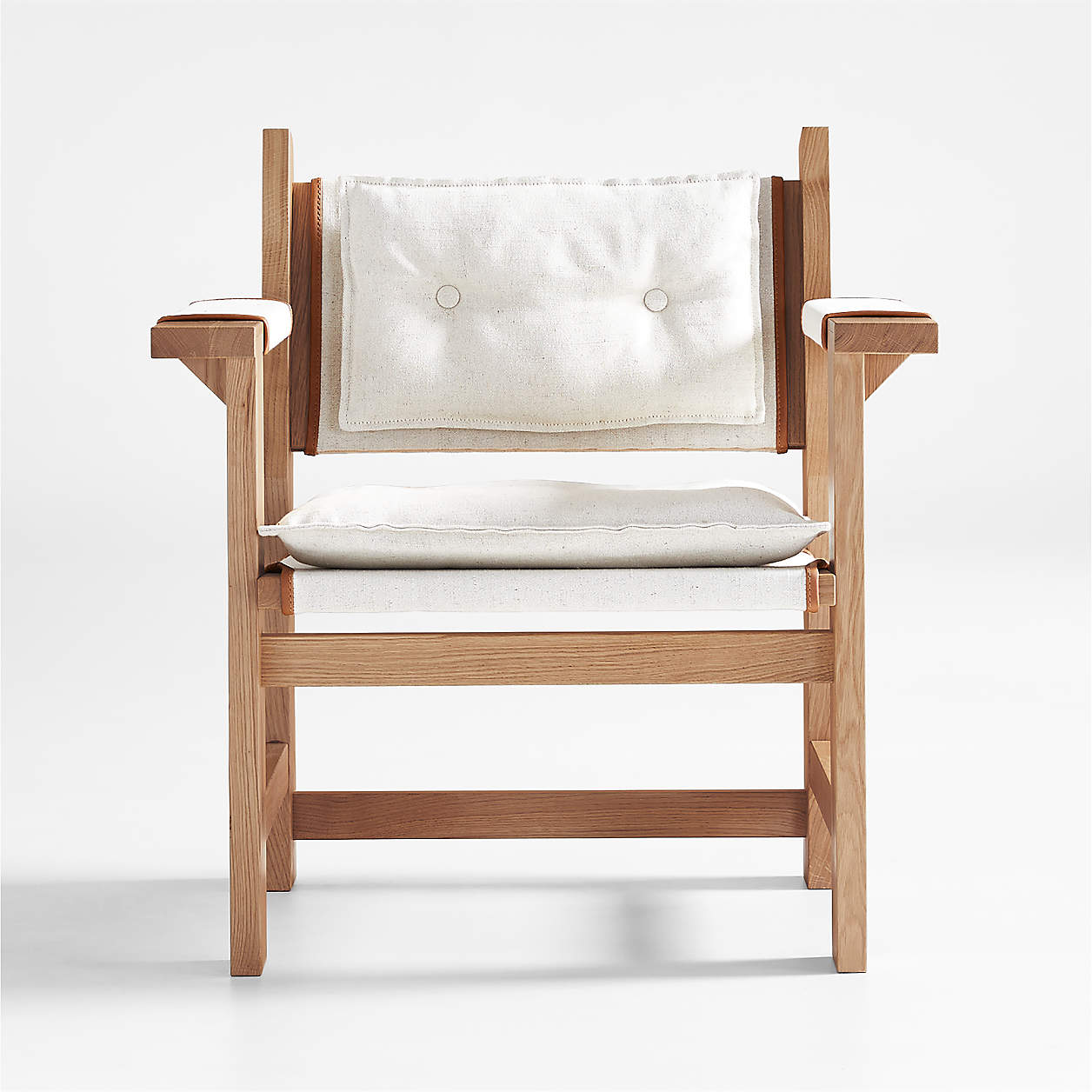 Shinola Utility Linen Wood Arm Linen Chair | Crate & Barrel Canada