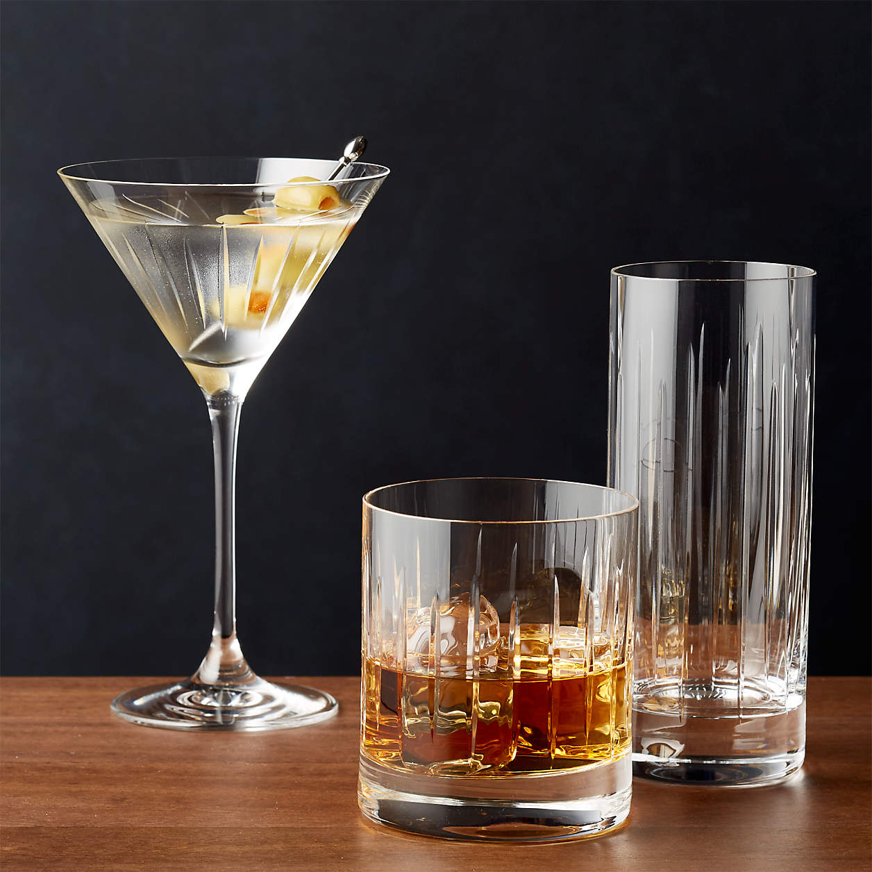 Vance Cut-Glass Drinking Glasses | Crate & Barrel Canada